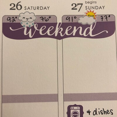 12 Weekend Header Stickers, Colorful Banner Planner Stickers, for 2024 ...