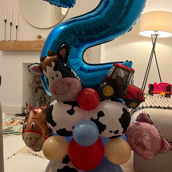 DIY Blue Farm Balloon Sculpture, 1.4m/55in, Boy's Farm Animal Balloon ...