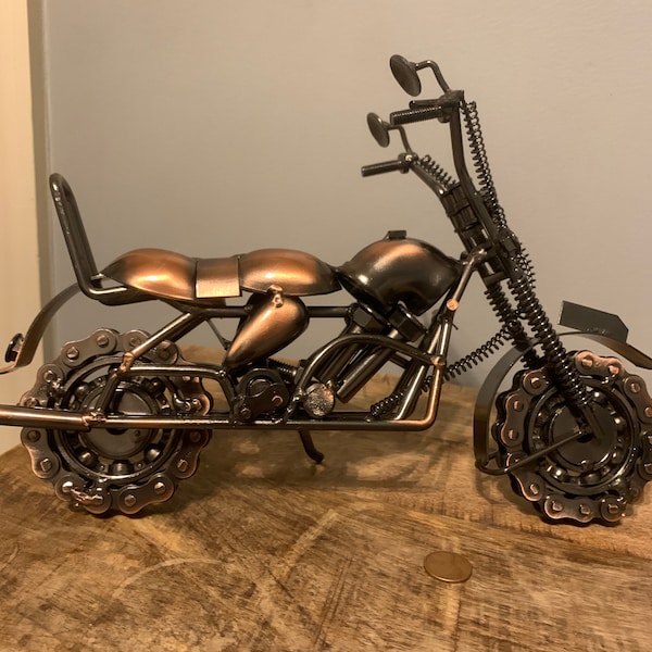 Handmade Scrap Metal Motorcycle Model: Copper Finish Biker Decor - Etsy