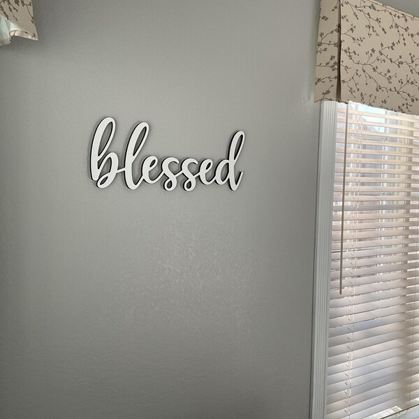 Wood Blessed Sign for Wall Decor | Large Blessed Word Sign ...