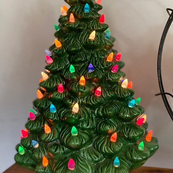 Wood Ceramic Christmas Tree Base With Light - Etsy