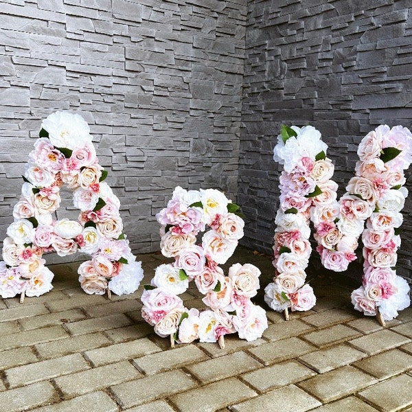 Freestanding Wedding Floral Letters, Custom Initial Decor for Table ...
