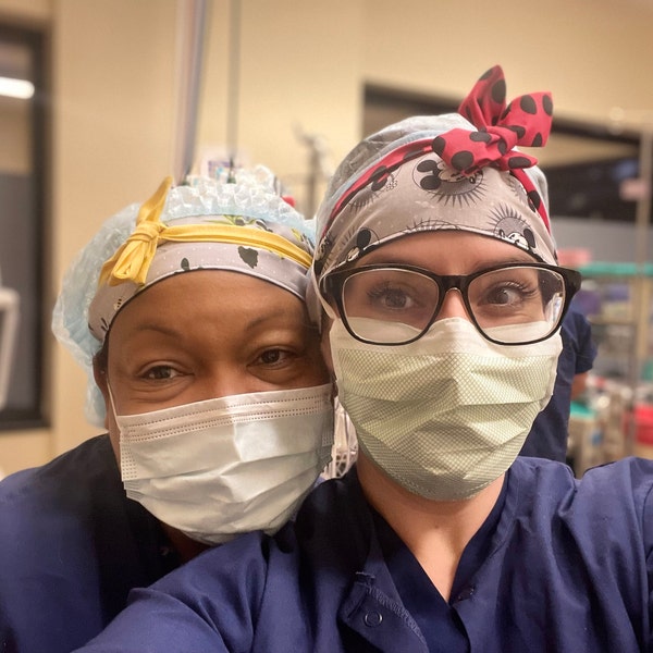 Disney Red Mickey Mouse Head Medical Nurse Scrub Cap Surgical Hat Head ...