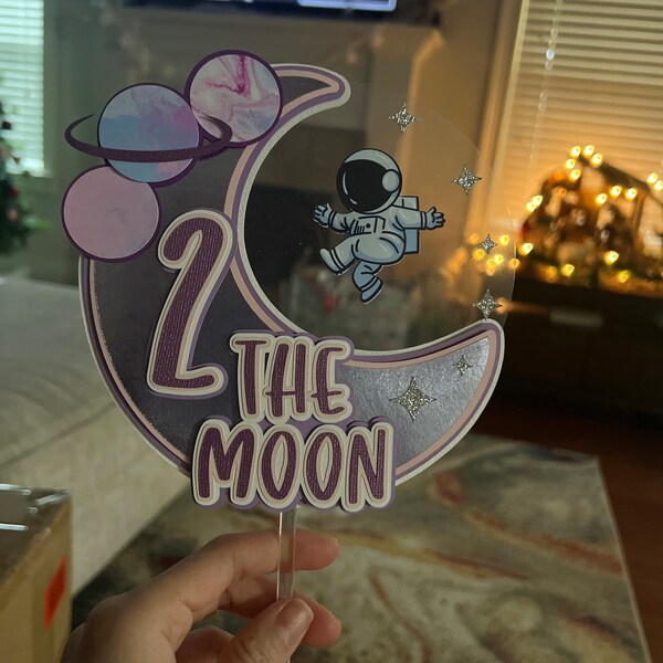 Two the Moon Cake Topper, Space Cake Topper, Astronaut Cake Topper ...