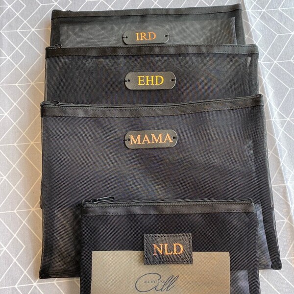 Personalised Monogrammed Transparent Mesh Pouch - Large | Mesh Cosmetic ...