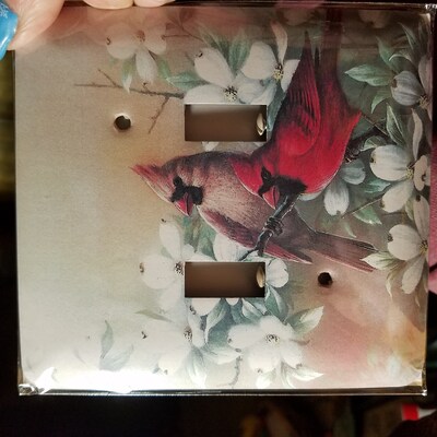 This Light Switch Plate Features a Male and Female Cardinal in a ...