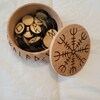 Hand Turned Alder Box of 24 Wood Runes Round Small Viking Runes Rune ...