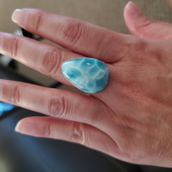 Flip 2 in 1 Blue LARIMAR-AMBER Gemstones 925 Sterling Silver Reversible ...