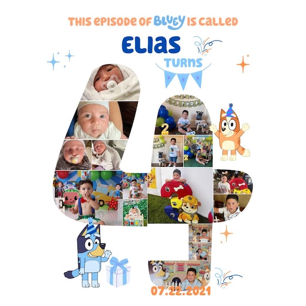 Bluey Inspired Milestone Birthday Board, 1st, 2nd, 3rd, 4th Birthday ...