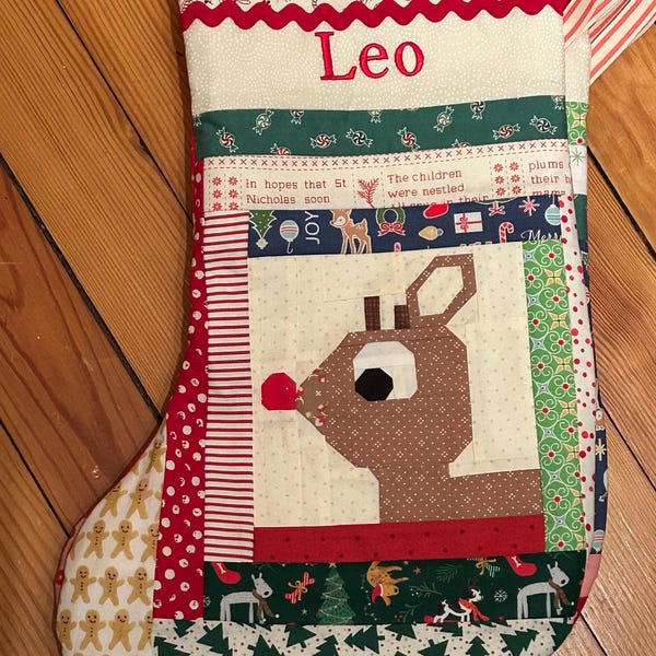 Rudolph the Red-nosed Reindeer Quilt Block Pattern 6 Inch and 12 Inch ...