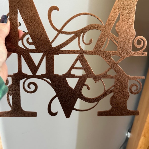 Metal Last Name Monogram | SPLIT LETTER MONOGRAM | Family Name Sign ...