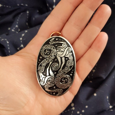 Large Viking Mermaids Oval Pewter Broach - Etsy