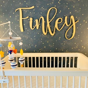 All Wood Personalized Name Sign Nursery Above Bed Crib Script | Etsy