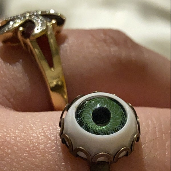 Green Eye Ring, Doll Eye Ring, Protective Talisman, Evil Eye, Boho Ring ...