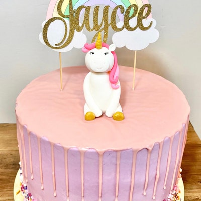 Rainbow Cake Topper in Pastel Colors Personalized Birthday Cake Topper ...