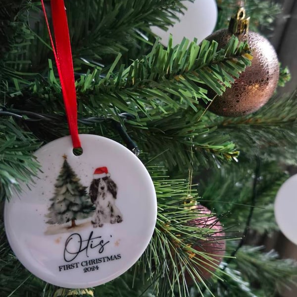 Personalised Dogs First Christmas Bauble, Puppy's 1st Xmas Tree ...