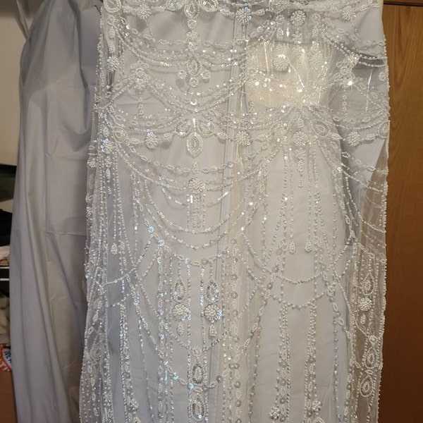 Luxury Beaded Lace Fabric, Wedding Dress Fabric Embroidery Lace, Bridal Gown Lace, Sequin Lace ...