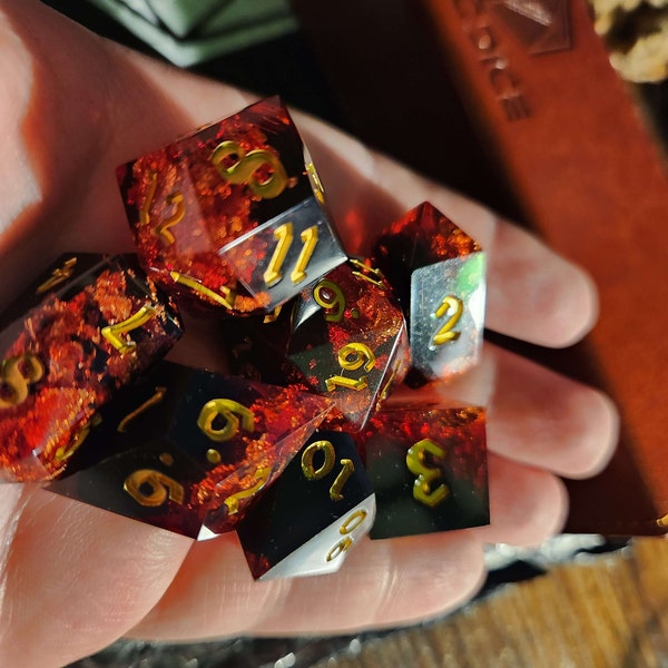 Dark Red Blood Handmade Resin Dice Set RPG Game DND MTG Tabletop Gaming ...