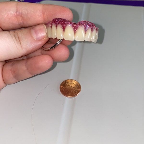 Tiny Denture Keychain "baby Teeth@ - Etsy