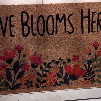 Spring Flowers Coir Doormat, Floral Front Door Decor, Floral Door Mat ...