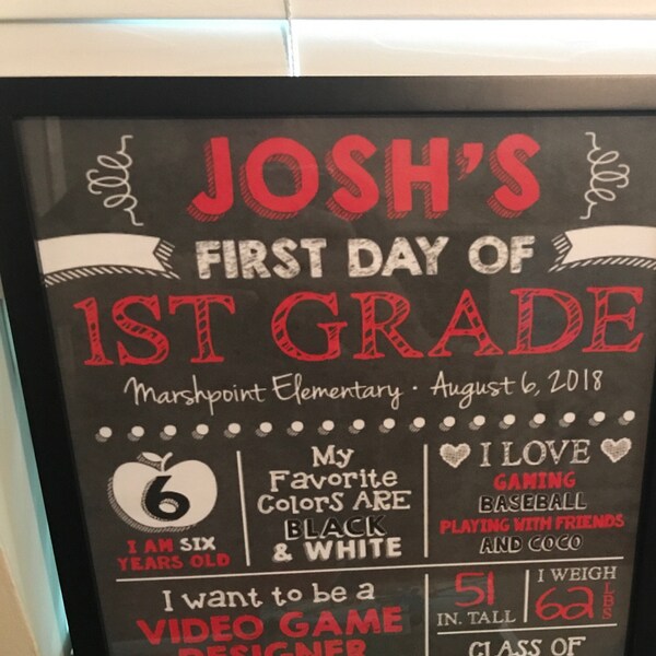 First Day of School Chalkboard Poster, Editable Back to School Poster ...