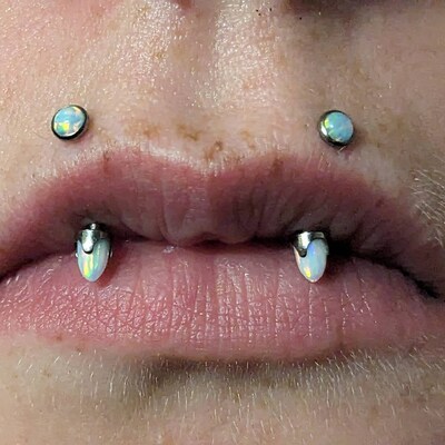 Vertical Labret Bridge Piercing Eyebrow Rings Bars Titanium Curved ...