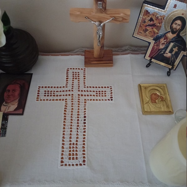 Sacred Heart of Jesus Religious Lace Trim Crochet Liturgical Church Alb ...