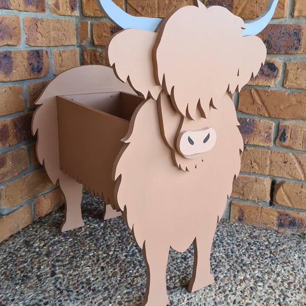 Scroll Saw Pattern, Planter Highland Cow, Farm Animal, Garden Ornament ...