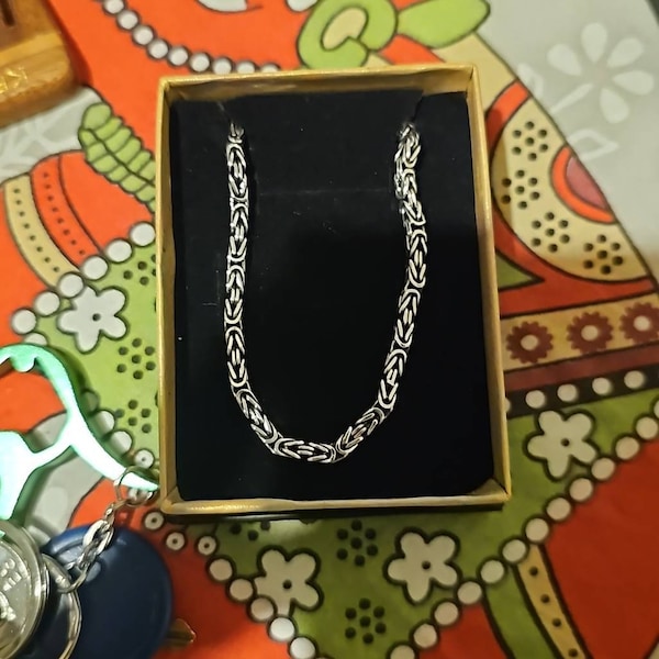 925 Sterling Silver King Chain Bracelet, Real Silver Byzantine Bracelet ...