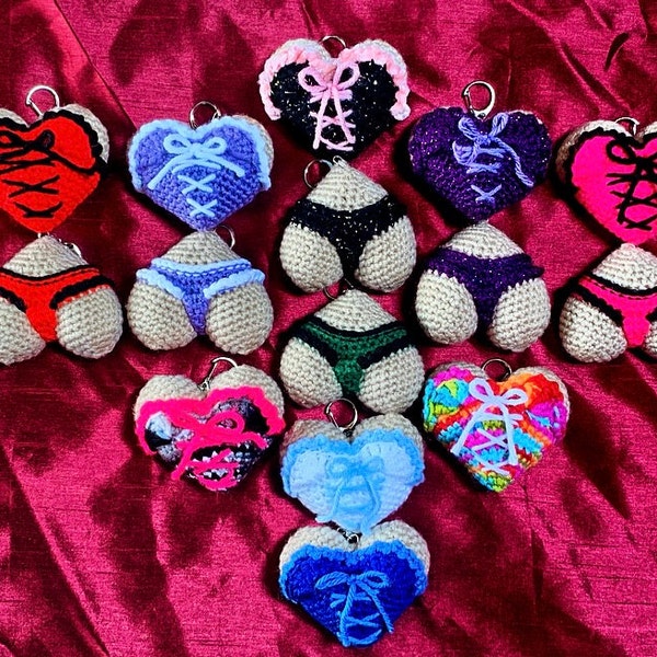 Sexy Hearts CROCHET PATTERN / Amigurumi Heart Keychain PDF English ...
