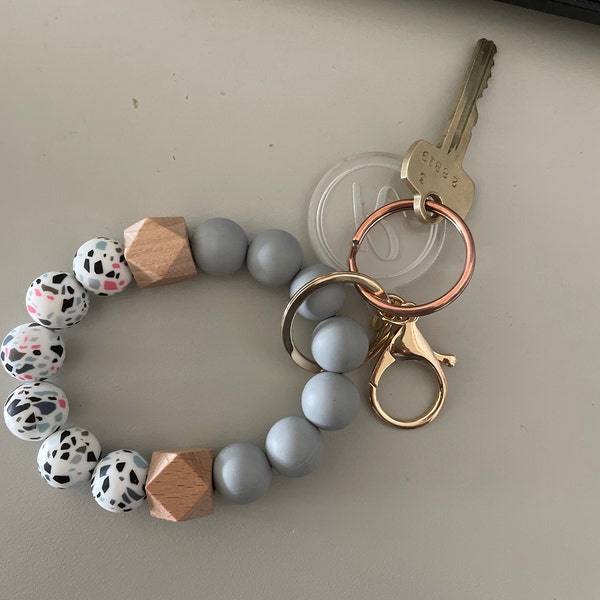Keychain, Silicone Beaded Key Ring Bracelet, Wristlet Keychain, Custom ...