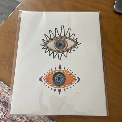 Evil Eye Art Print. Tribal Gypsy Girl Art Print. Boho Decor. Watercolor ...