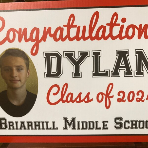 Graduation Lawn Sign Custom Photo Yard Sign Any School Any Color With ...