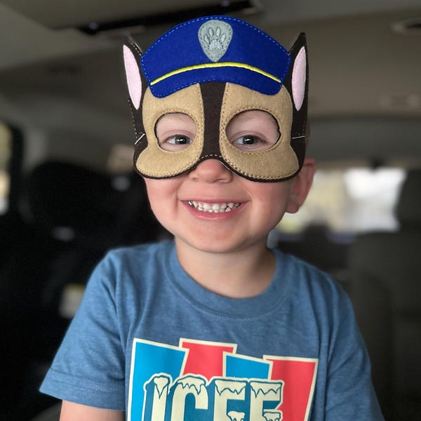 Puppy Pilot Mask, Child Size, Dress Up, Quiet Play, Costume, Felt Mask ...