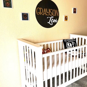 Wooden Name Sign 3D Name Sign Wood Round Plaque Nursery Wall Art Baby ...