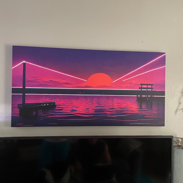 Outrun Style Abstract Wall Art | Framed Canvas Print | Framed Art ...