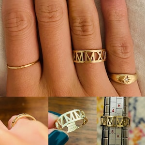 14k 18K Solid Gold Custom Initial Ring Thin Band Personalized | Etsy