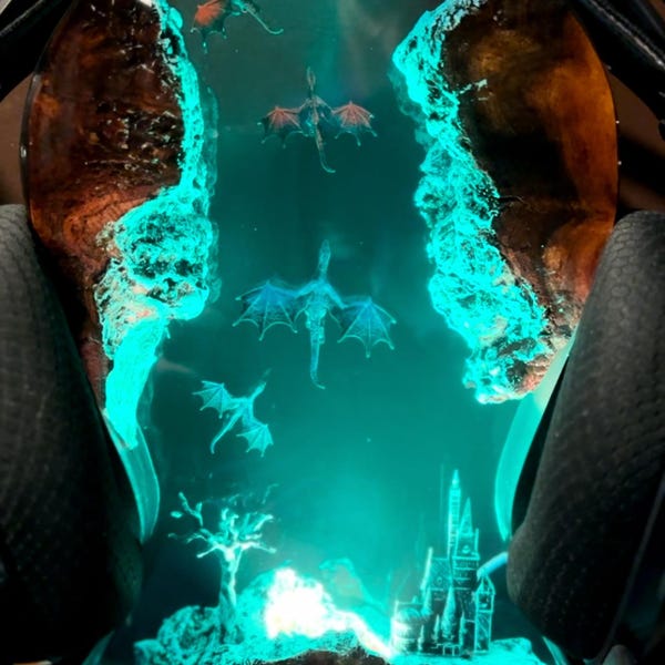 Shark Vs Kraken Fight Diorama Megalodon Hunting Ocean Theme Epoxy Lamp ...