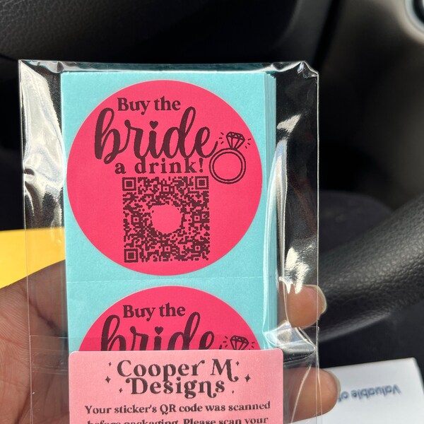 Buy the Bride a Drink Sticker, Bachelorette Party Favor, Venmo QR Code ...