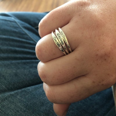Custom Name Ring Personalized Stacking Ring Skinny Stackable Names Ring ...
