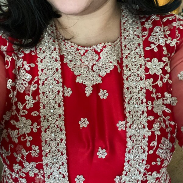 Pakistani Indian Women's Wear Red Outfits Wedding Reception Party Wear ...