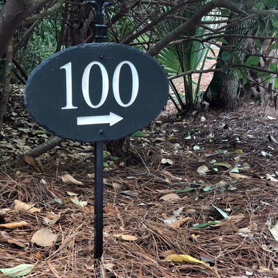 SLATE ADDRESS MARKER Sign Carved Numbers With Lawn / Yard Stake Plaque ...