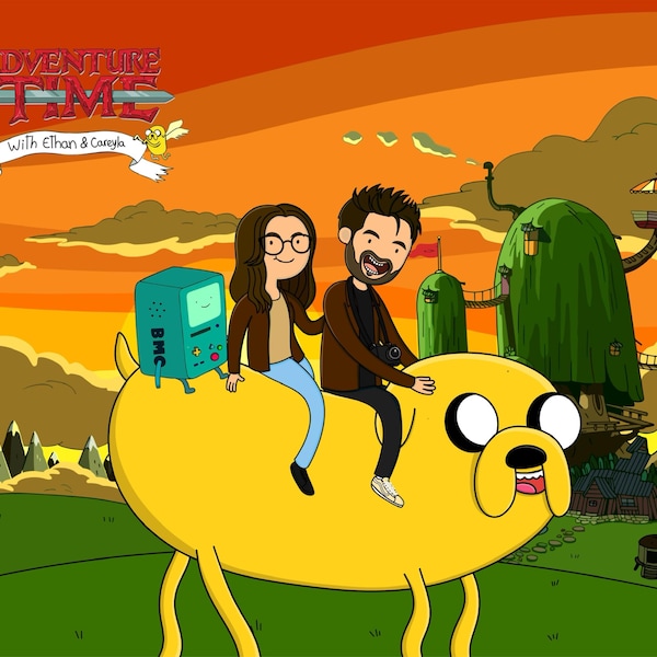 Custom Adventure Time Cartoon Portrait Illustration, Couple Family ...