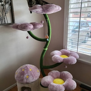 EDEN Wood Floral Cat Tree Tower, Wooden Cat Tower, Modern Cat Climbing ...