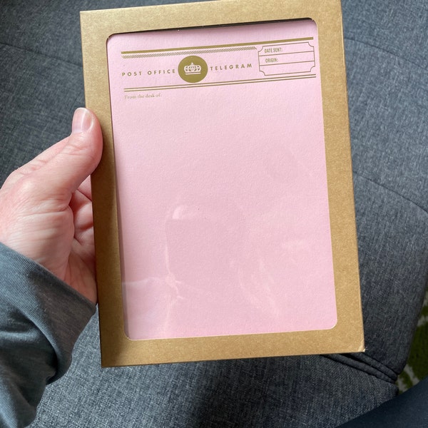 Pink Notepad With Telegram Motif Gold Edges 70 Sheets Each One Gold ...