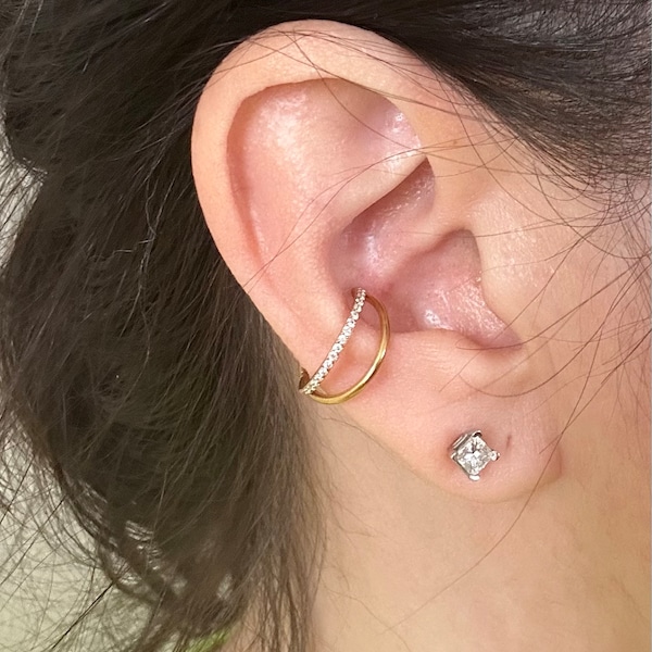 ASTM F136 Gem and Smooth Split Double Conch Hoop, Conch Earring, Conch ...