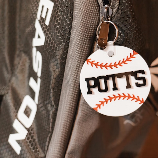 Baseball Bag Name Tag, Personalized Baseball Keychain, Custom Baseball ...
