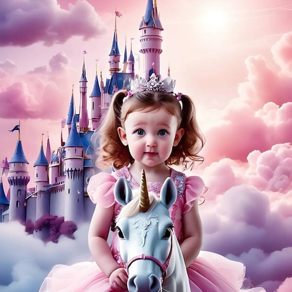 Princess Riding a Unicorn Get Your Own Princess Portrait From Your ...