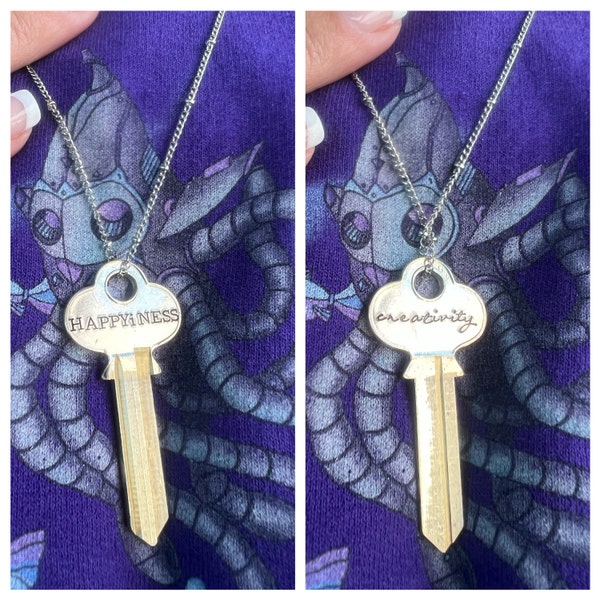 Hand Stamped Authentic Vintage Key Necklace | Personalized Jewelry - Etsy