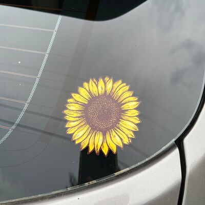 Hand Drawn Sunflower Car Window Decal Flower Car Window Decal Flowers ...